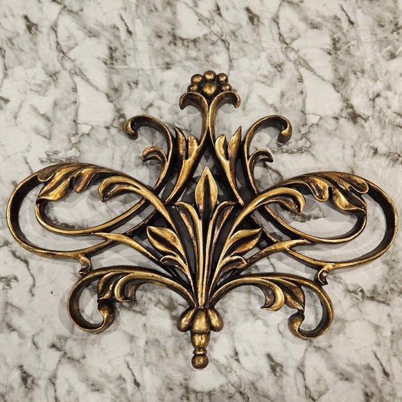 Wall Decor | Vintage Ornate Gold Colored Scroll Wall Decor Accent Fleur ...